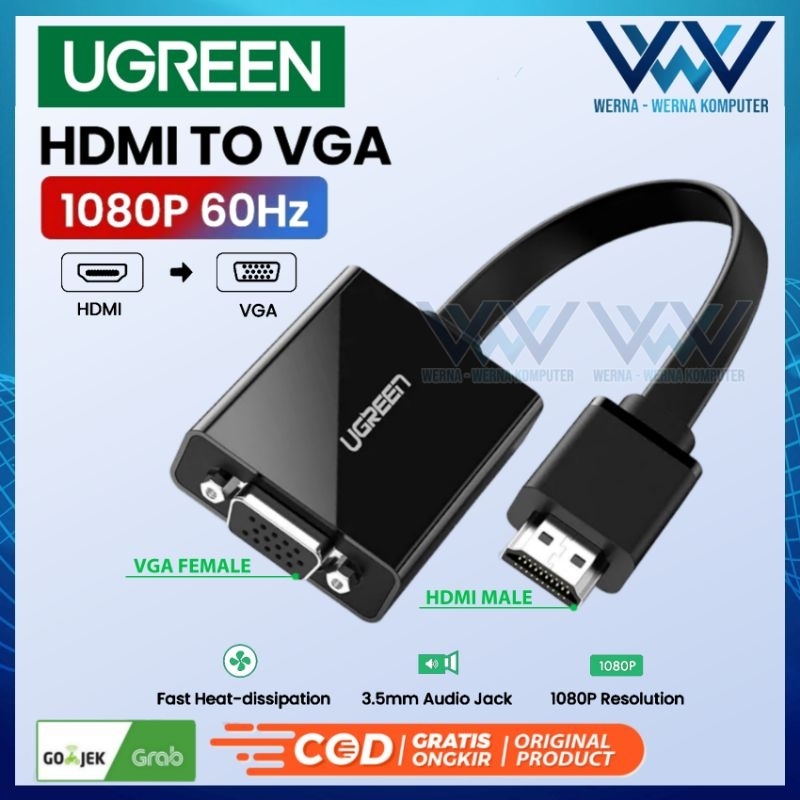 Jual UGREEN HDMI to VGA Adapter + 3.5mm Audio 1080p Converter 25cm ...