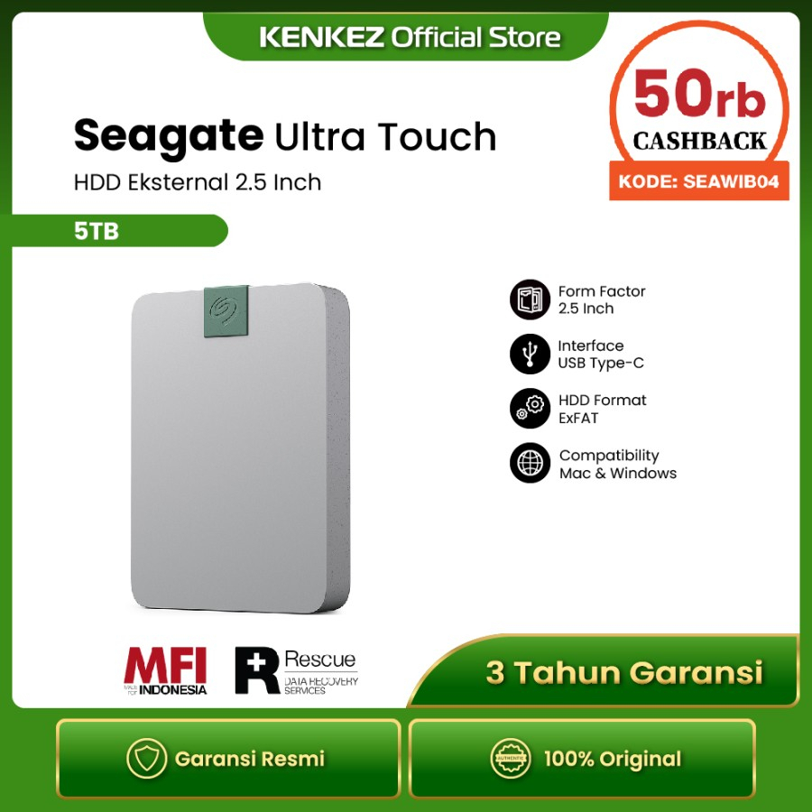 Jual Seagate Ultra Touch HDD / Hardisk Eksternal 5TB USB-C | Shopee Indonesia