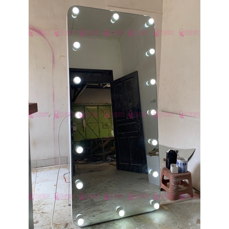 Jual Cermin Full Body Standing Mirror Lampu Kaca Rias Kaki Roda ...