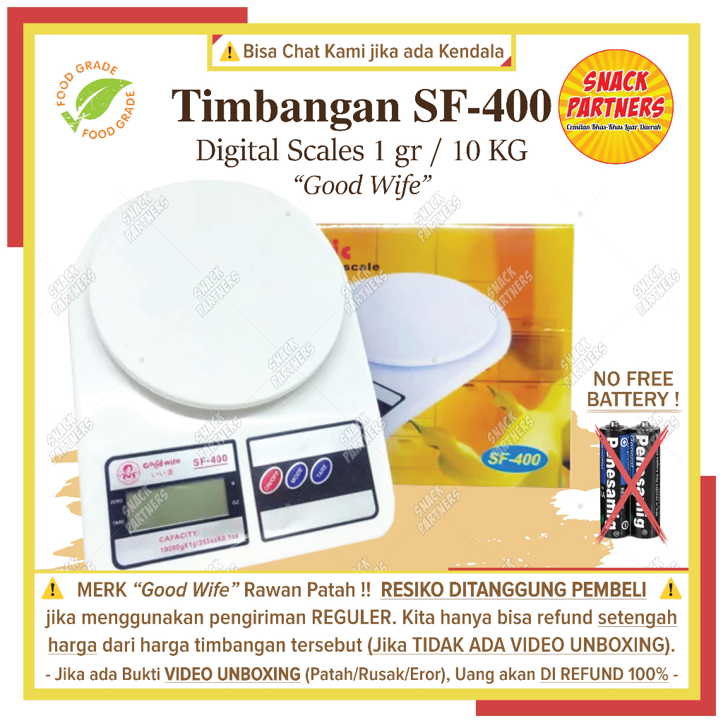 Jual TIMBANGAN Dapur Digital Kue SF400 / ELEKTRIK 10 KG SF-400 / MINI SERBAGUNA / Kitchen Scale ...