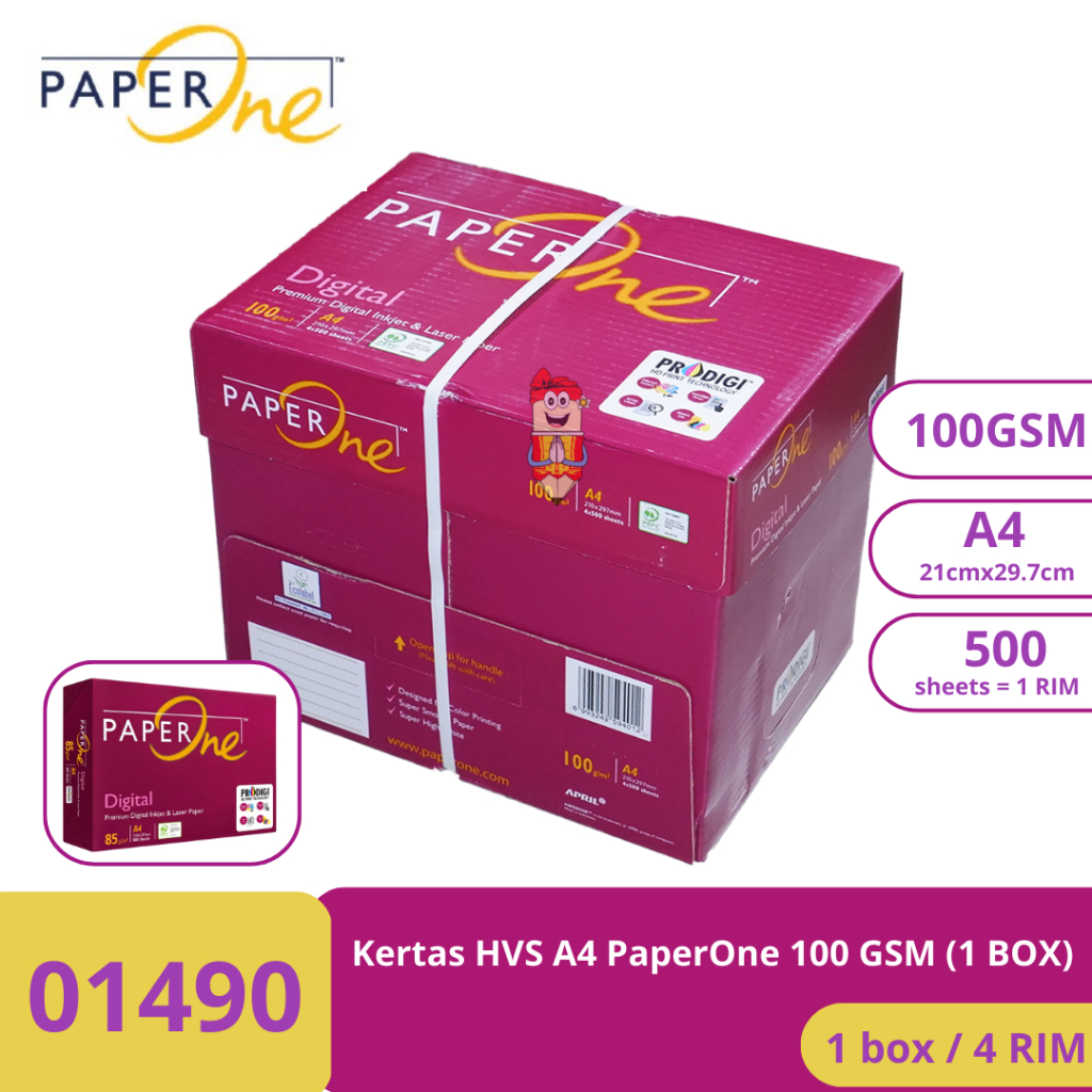 Jual Kertas Hvs Foto Copy Print Ukuran A4 Paperone 100 Gsm 1 Box