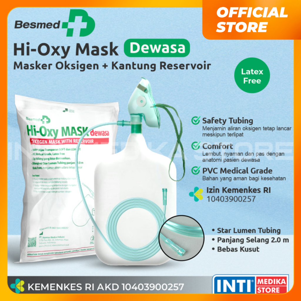 Jual BESMED - Hi-Oxymask Non Reabreathing / Masker Oksigen | Shopee ...