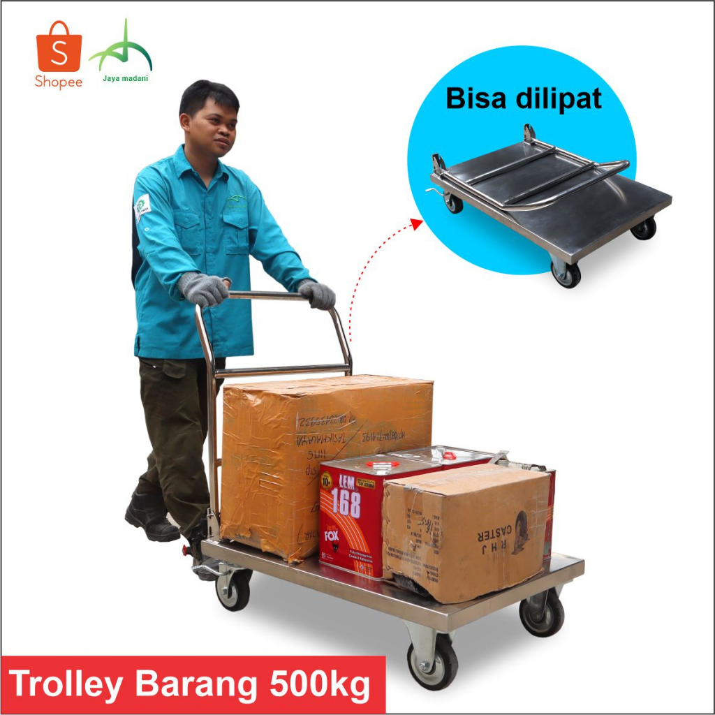 Jual Trolley Barang 500kg full stainless / Hand Truck | Shopee Indonesia