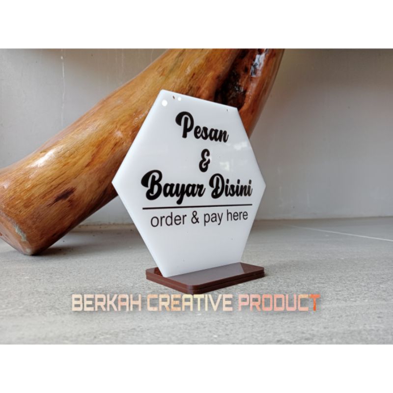 Jual sign penanda meja order dan bayar disini full akrilik | Shopee ...