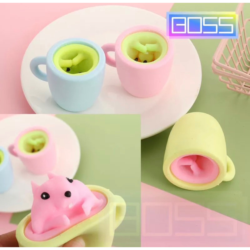 Jual BOSS - Mainan Squishy Pop It Gelas Tupai Viral imut anti stress ...