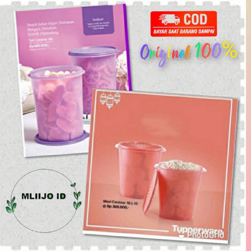 Jual tupperware tall canister maxi canister 10 L toples kerupuk jumbo ...