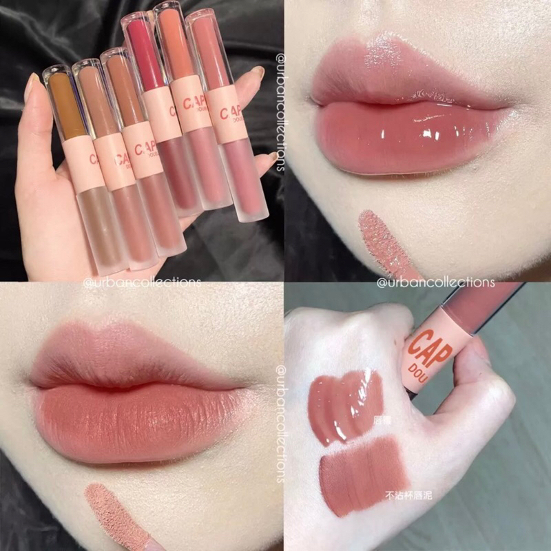 Jual Cappuvini 2in1 Mud Lipstick Lip Cream Lip Gloss dua sisi Matte ...