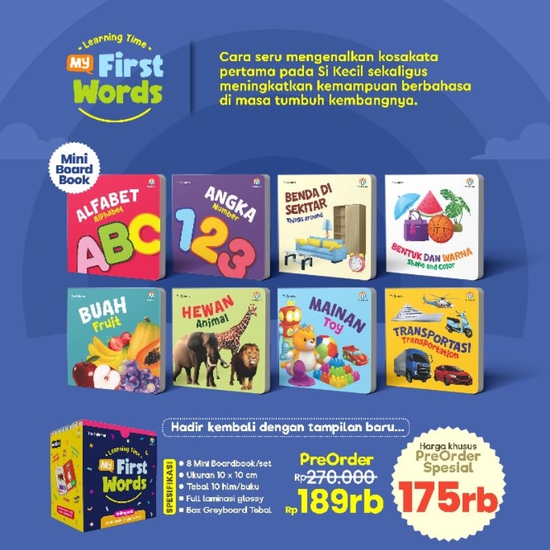 Jual Learning Time My First Word (Isi 8 Mini Boardbook) | Shopee Indonesia