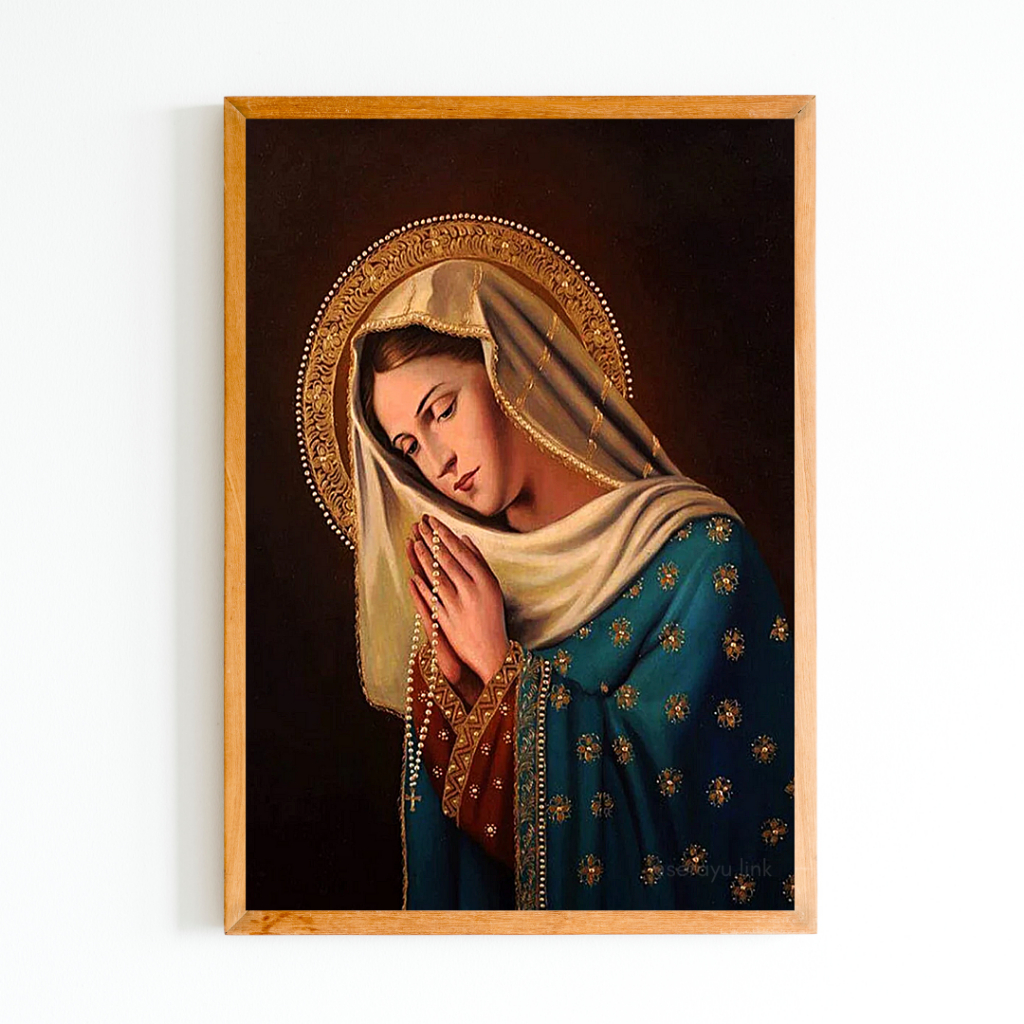 Jual Poster Religius Kristen Gambar Maria Plus Bingkai Kayu 3D ...