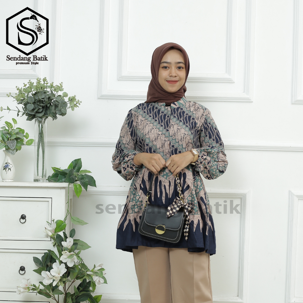 Jual BATIK SENDANG Atasa baju blouse batik wanita modern lengan balon ...