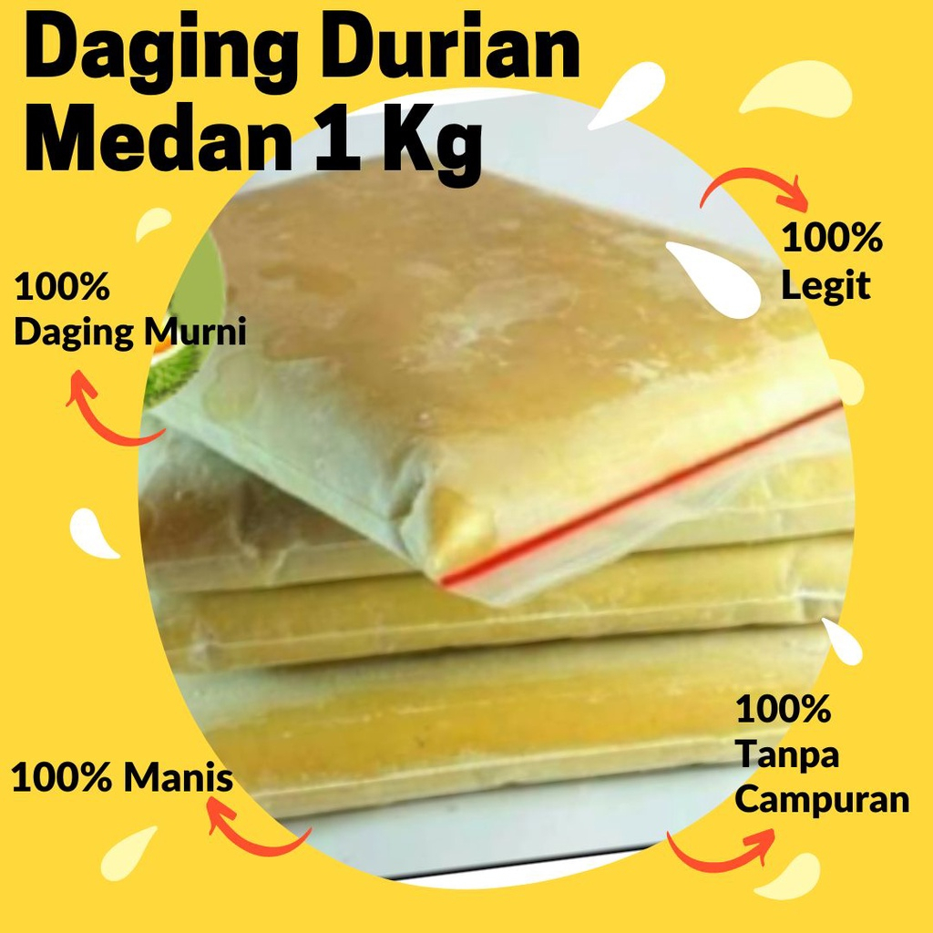 Jual Daging Durian Murni 1 Kg Original Asli Medan | Daging Durian ...