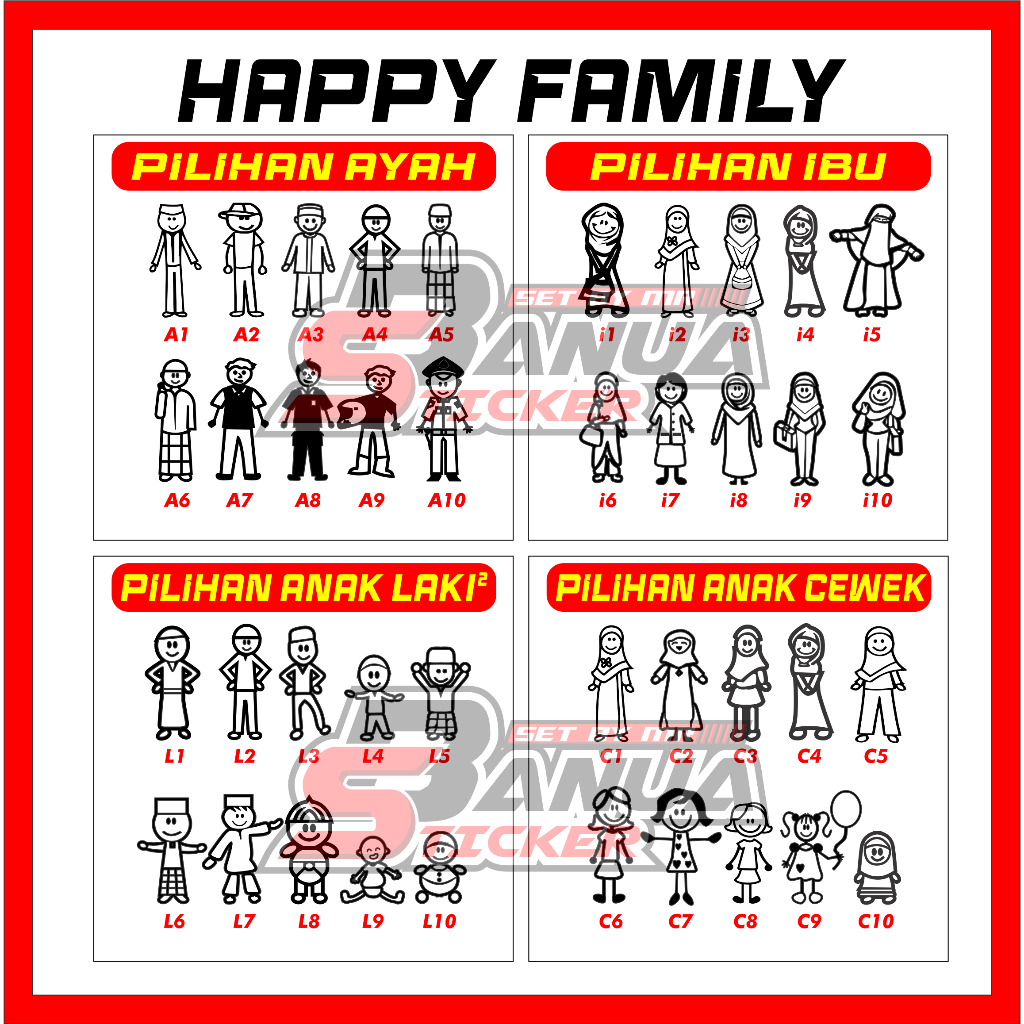 Jual STICKER HAPPY FAMILY Request Sesuai Keinginan | Shopee Indonesia