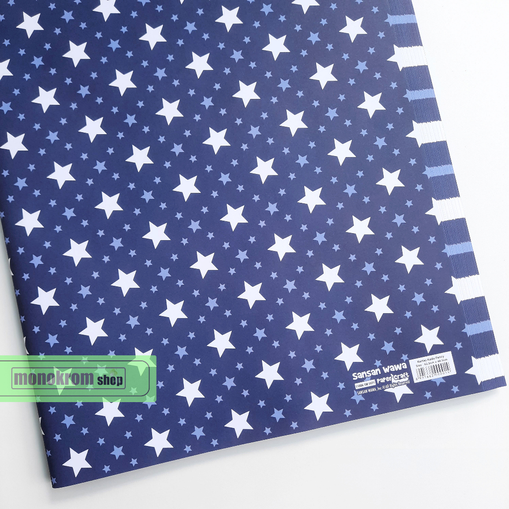 Jual Kertas Kado Sansan Wawa Motif Bintang Star Besar Biru Navy ...