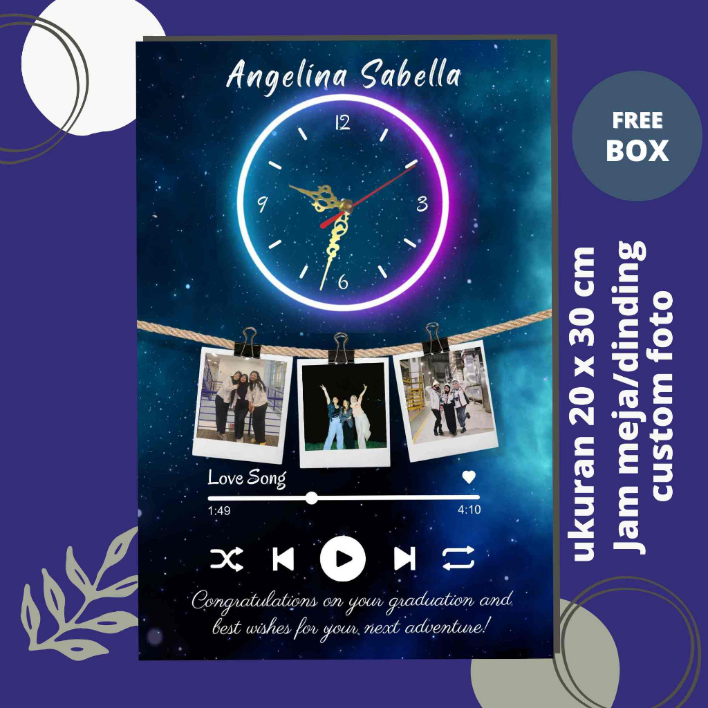 Jual Jam Dinding custom foto kustom kado wisuda tebal 6mm TIDAK TIPIS ...