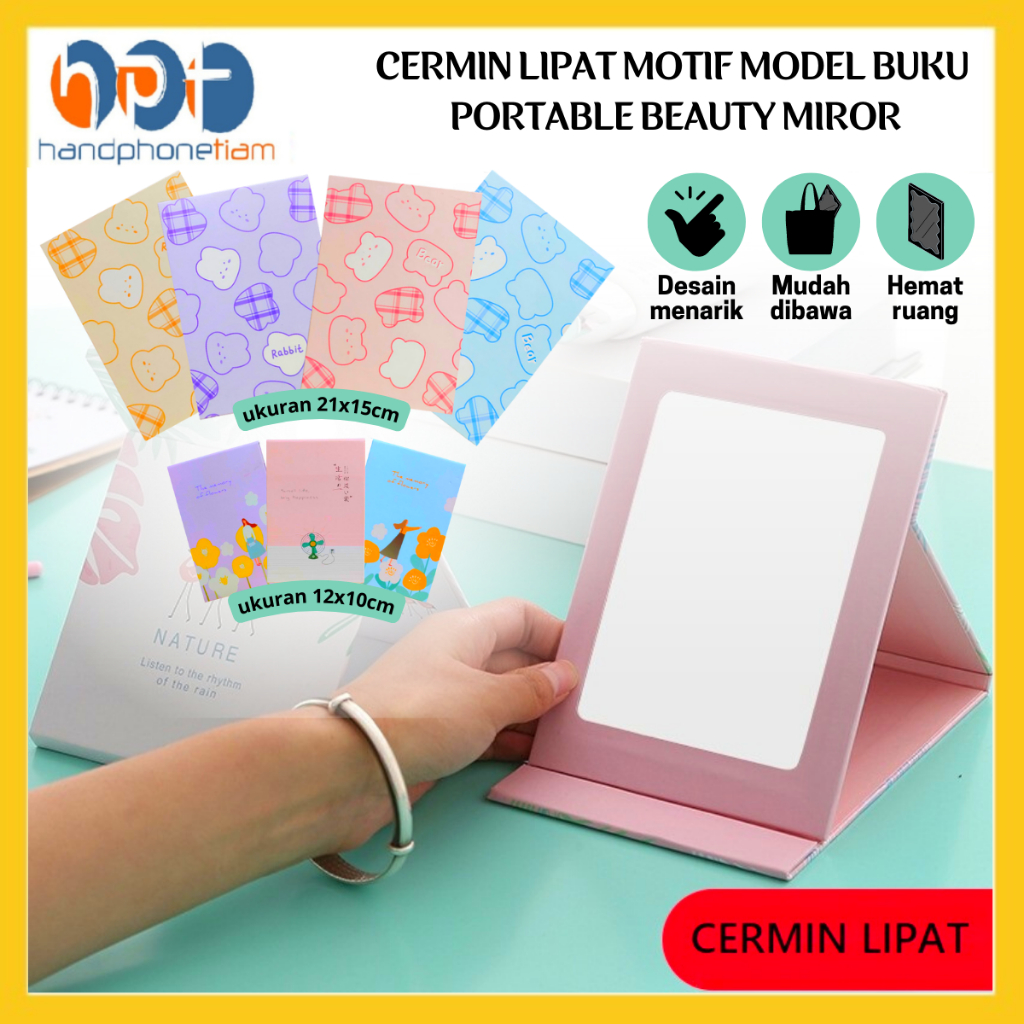 Jual Cermin Lipat Model Buku Motif Portable Foldable Vanity Mirror Kaca ...