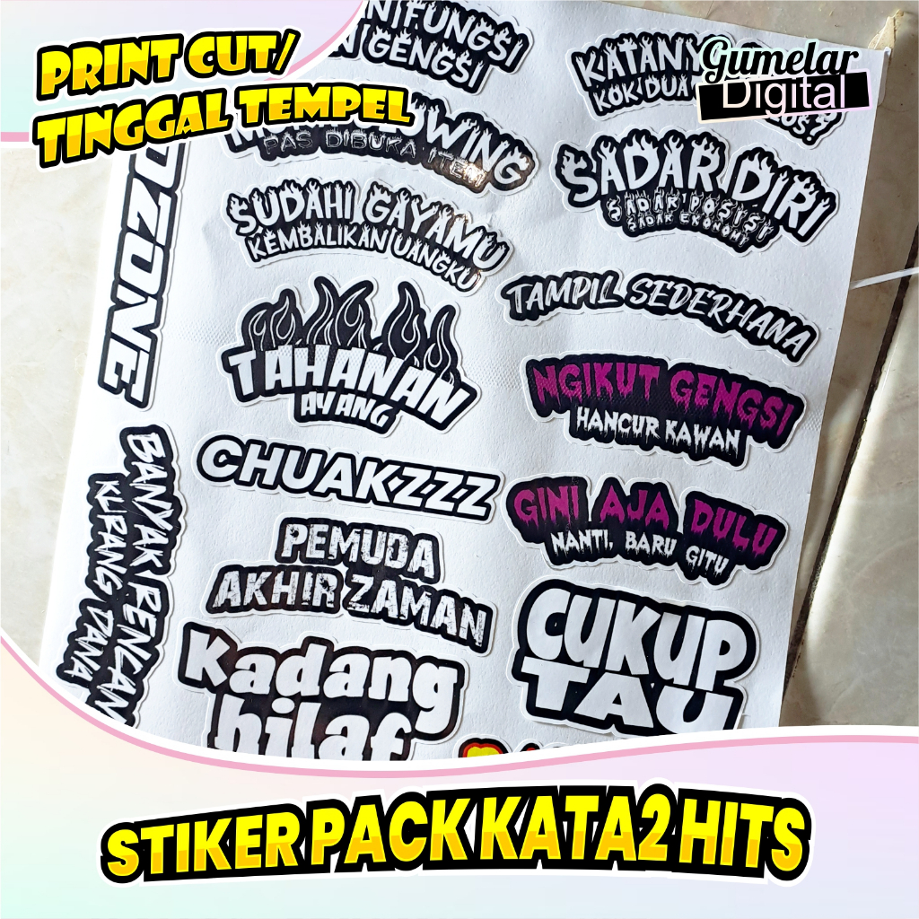 Jual STIKER PACK KATA KATA HITS CHUAKSS PRINT CUT TINGGAL TEMPEL ...
