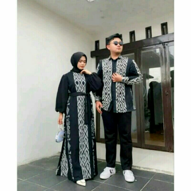 Jual RAYA BLACK COUPLE TENUN BAJU PESTA KEMEJA HITAM SET COUPLE BAJU ...