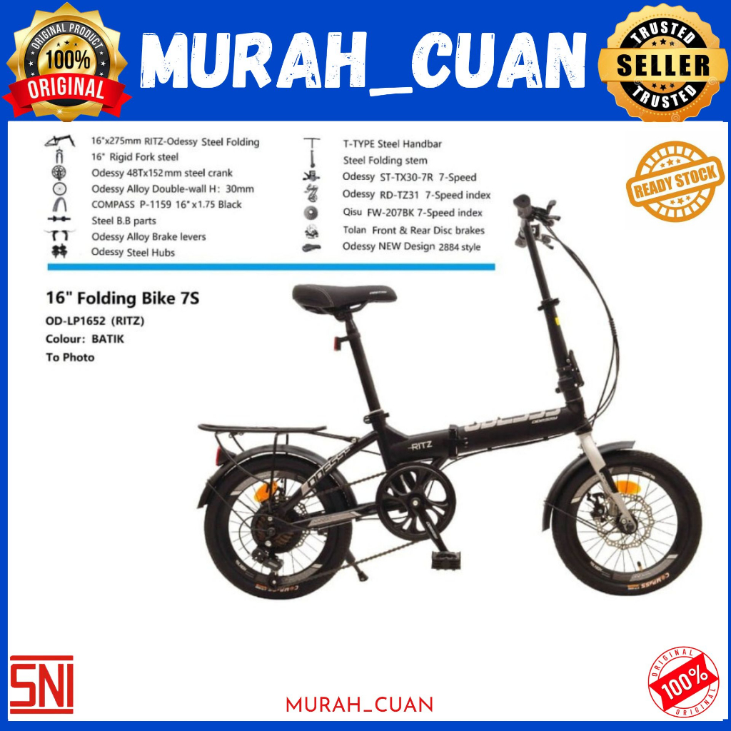 Jual Sepeda Lipat 16 Inch Odessy RITZ 7 Speed Shimano Folding Bike ...
