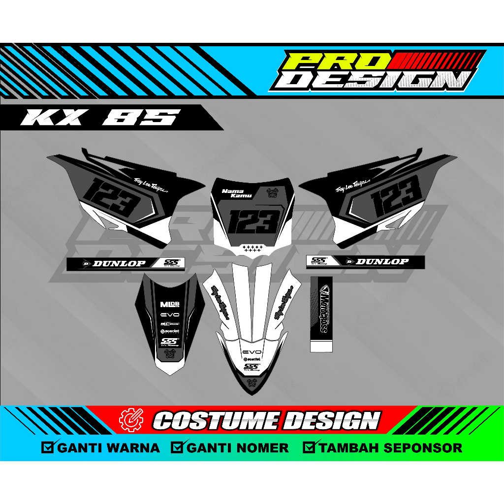 Jual DECAL KX 85 FULL BODY MASIH BISA DIEDIT,NOMOR,NAMA,SEPONSOR DESIGN ...