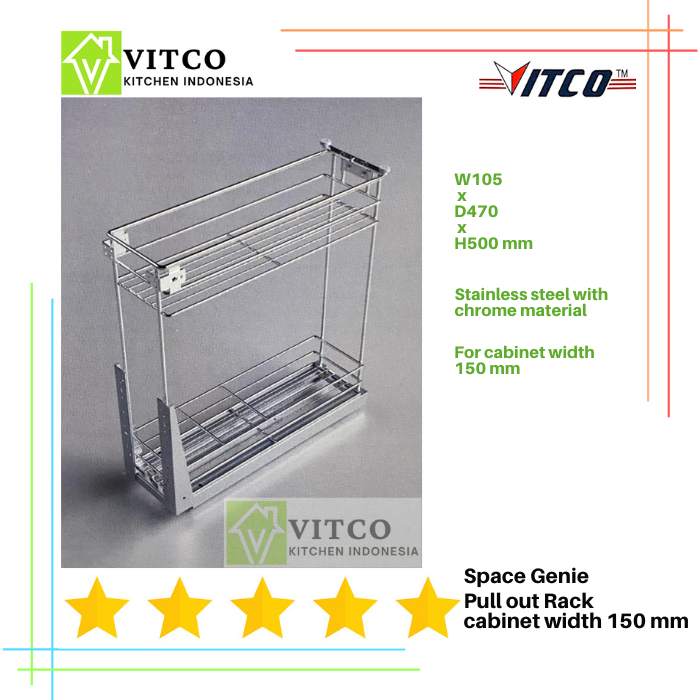 Jual Space Genie Pull Out Slow Motion Rack VITCO / Rak Dapur Kabinet ...