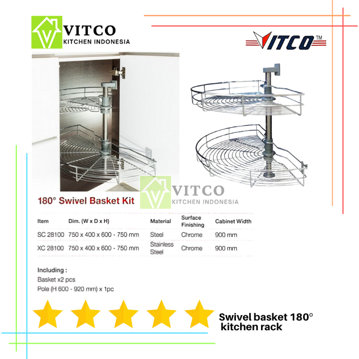 Jual VITCO 180º Swivel Basket Kit / Rak dapur putar 180 derajat ...