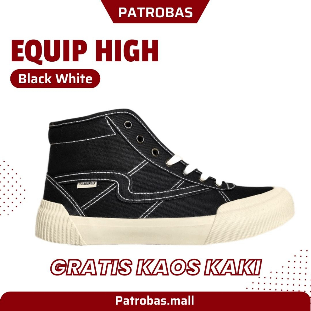 Jual Sepatu Patrobas Equip High Black White Original (FREE KAOS KAKI ...