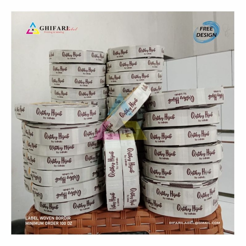 Jual label woven bordir woven damask woven lembut label hijab label ...