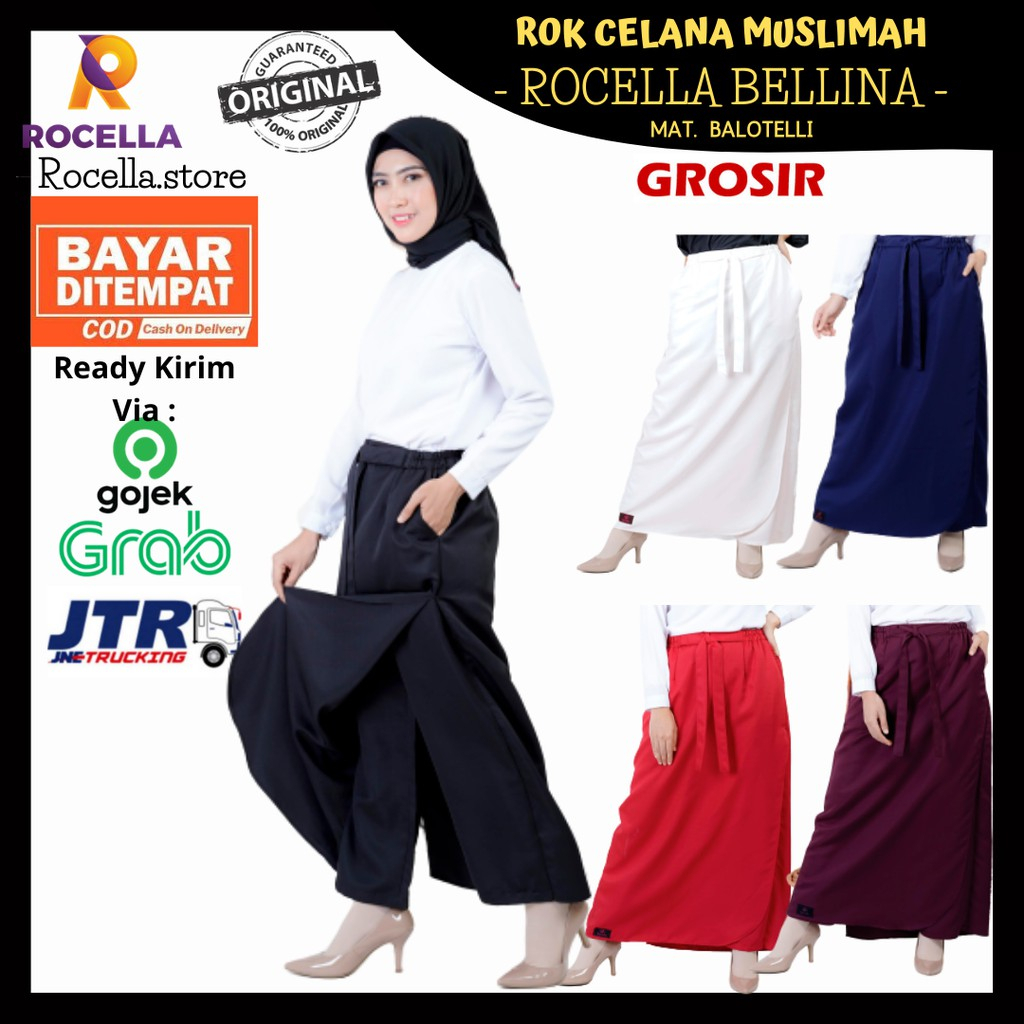 Jual rok celana rokcel muslimah pesantren Bellina ori Rocella standar ...