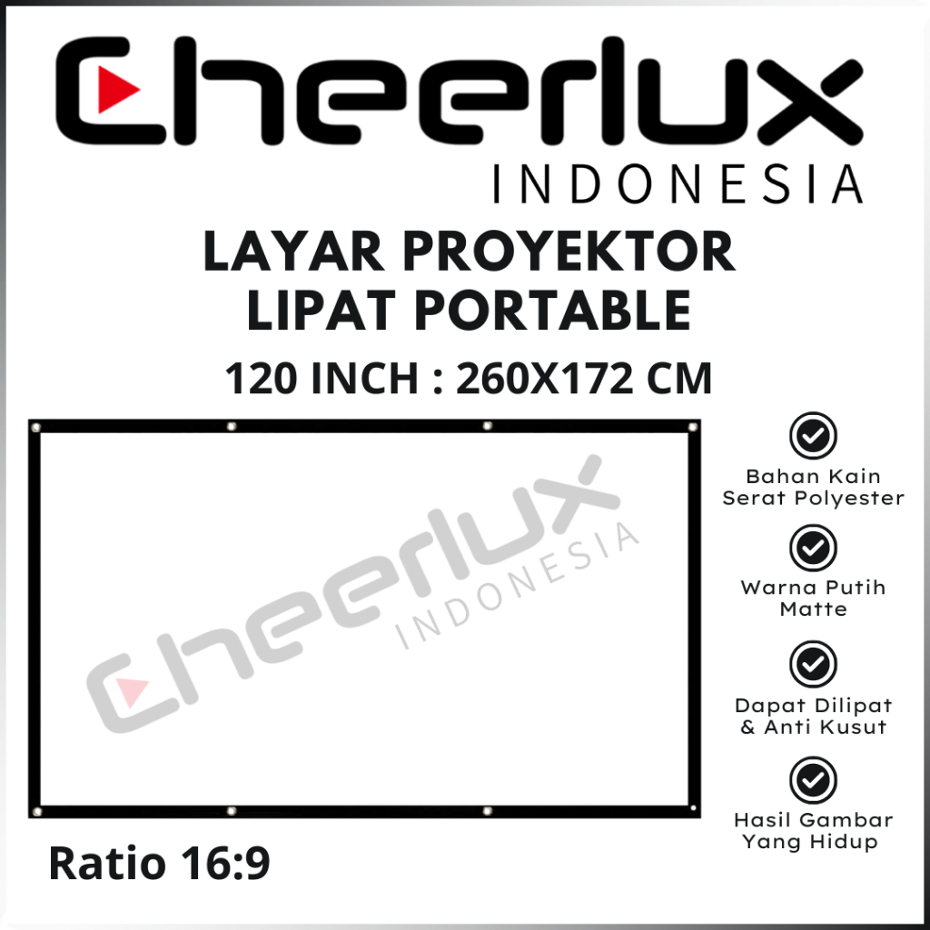 Jual Kain Layar Proyektor Gantung 120 inch Ratio 16:9 | Layar Proyektor ...