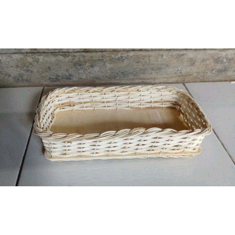 Jual keranjang rotan kotak 30x16 cm keranjang hantaran box seserahan ...