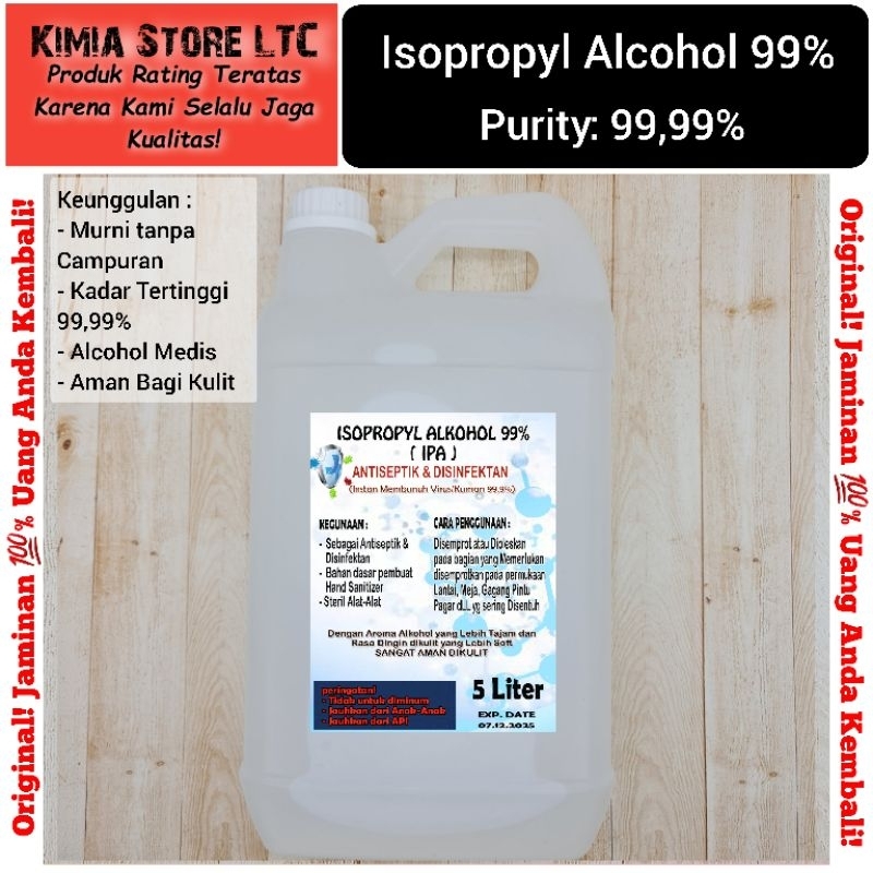 Jual Isopropyl Alc 99% & 70% Kemasan 5 Liter ( IPA ) ( Kimia Store Ltc ...