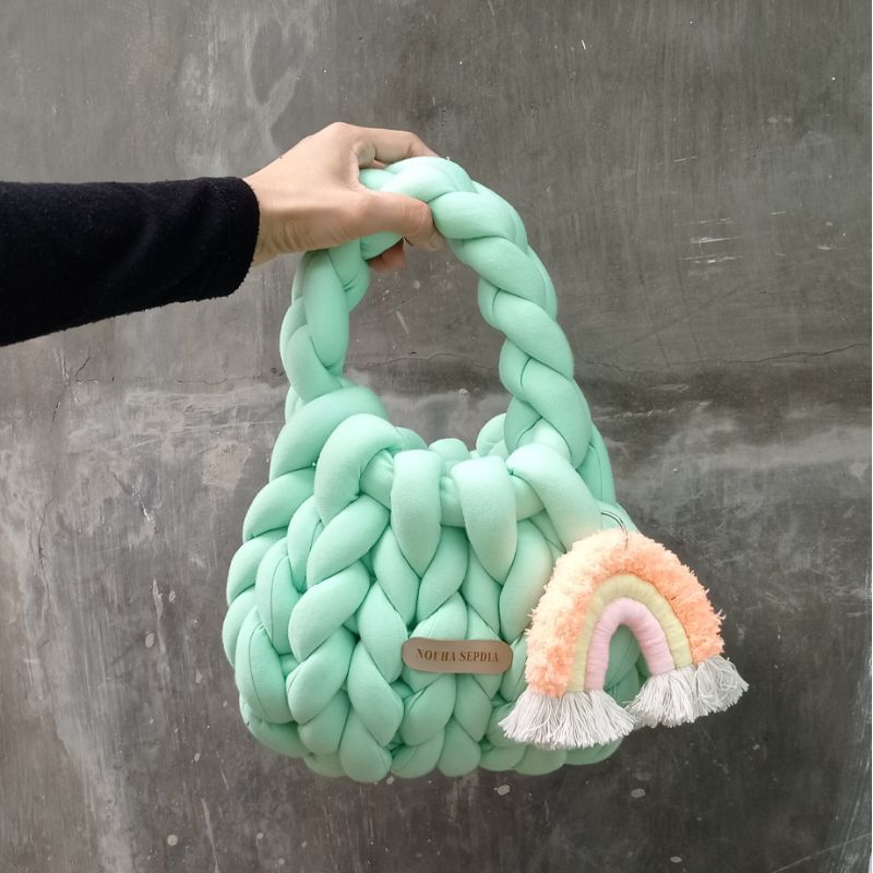 Jual Cotton Chunky Knit Bag, Crochet Bag, Handmade Bag, Tas Lucu ...