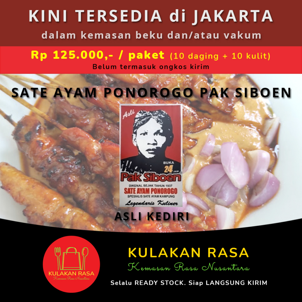Jual SATE AYAM PONOROGO PAK SIBOEN asli dari Kediri (10 daging + 10 ...