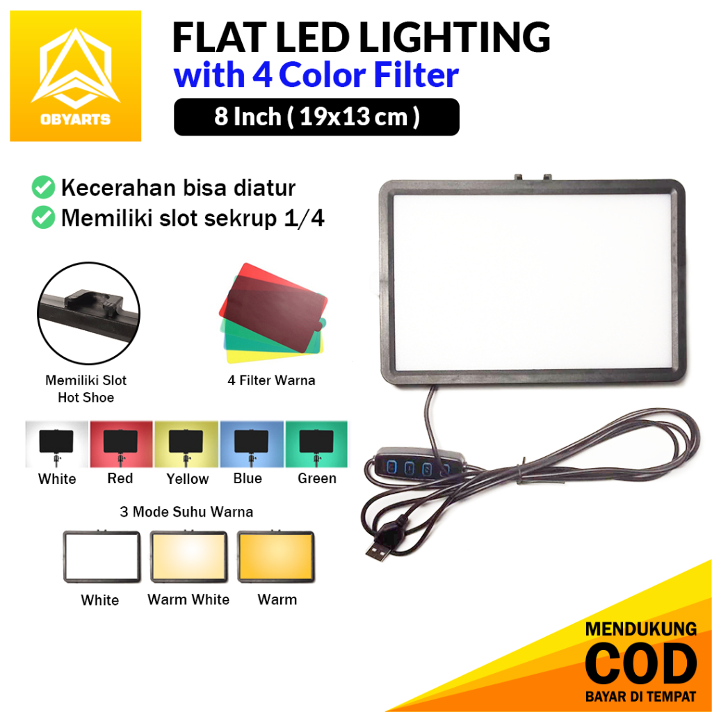 Jual Flat LED Lighting Kotak Portable 8 Inch 19x13 cm 4 Filter Warna ...