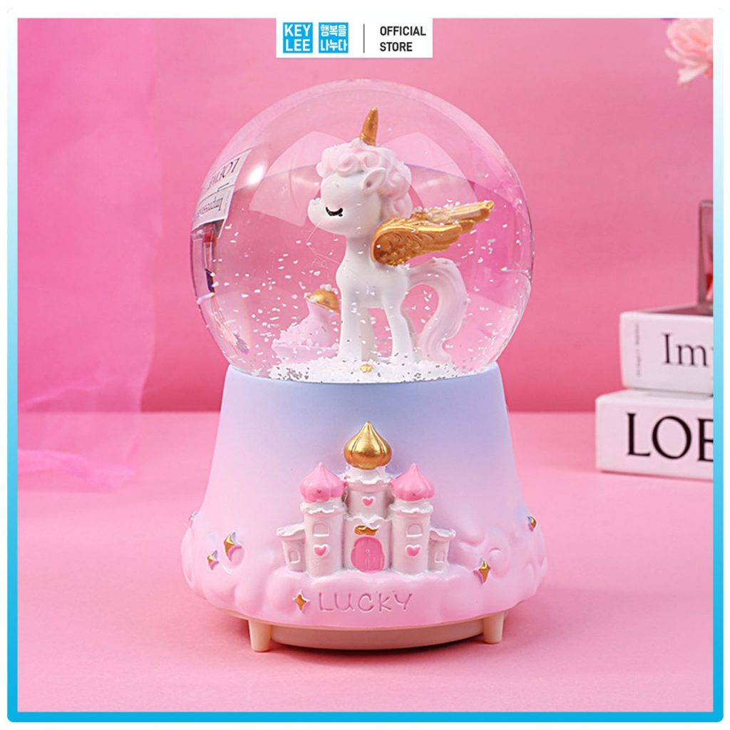 Jual Lampu Tidur Box Musik Snow globe Snowball Music Box Unicorn Frozen ...