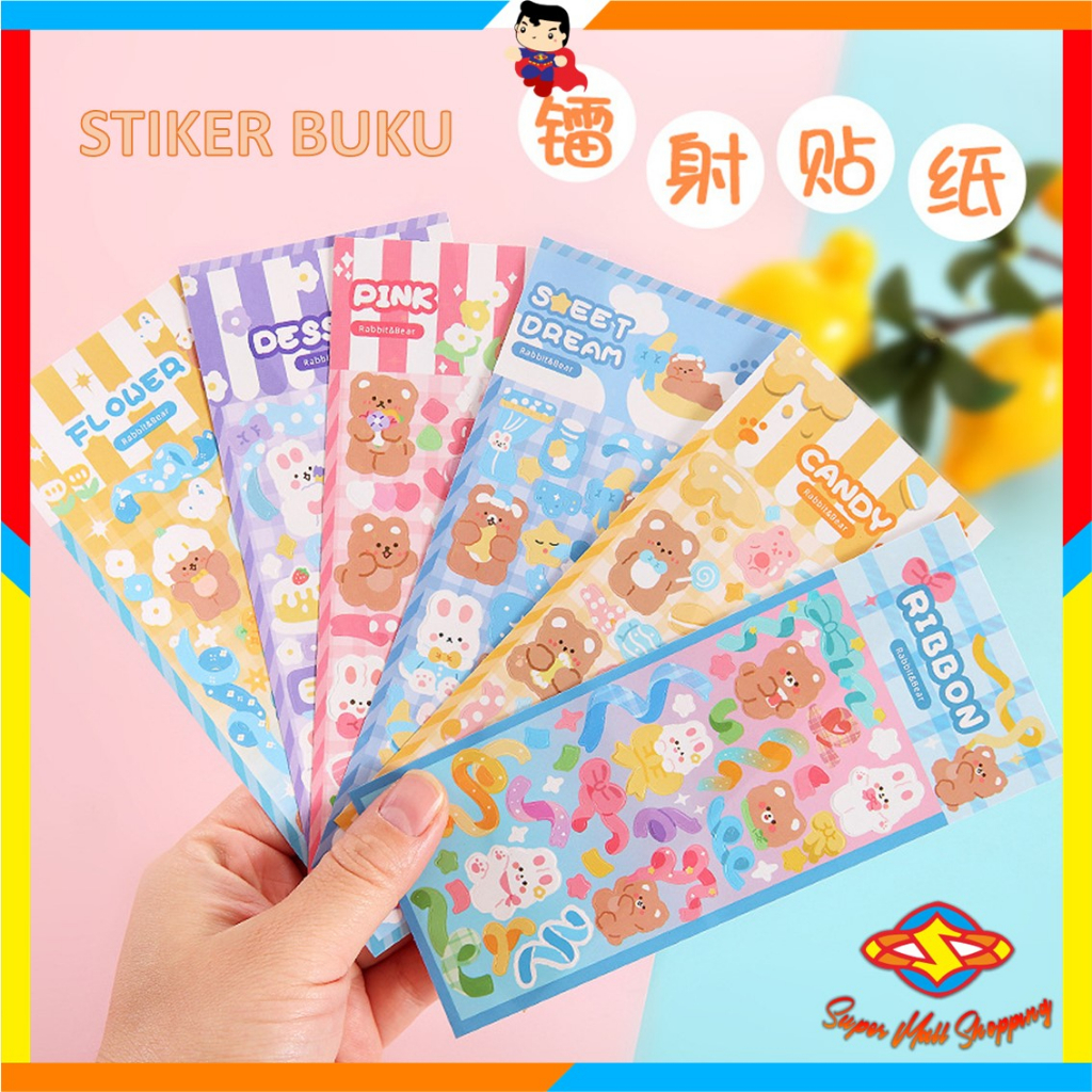 Jual SMS STICKER WATERPROOF KARTUN BEAR RABBIT HOLOGRAM STIKER MOTIF ...