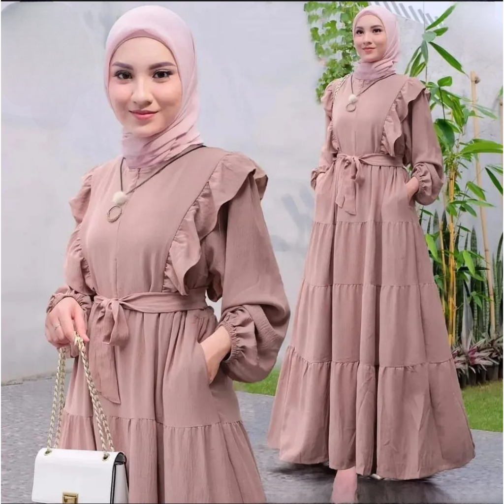 Jual Gamis terbaru 2025 Ayunda dress gamis crinkle premium terlaris kekinian dan fashionable ...