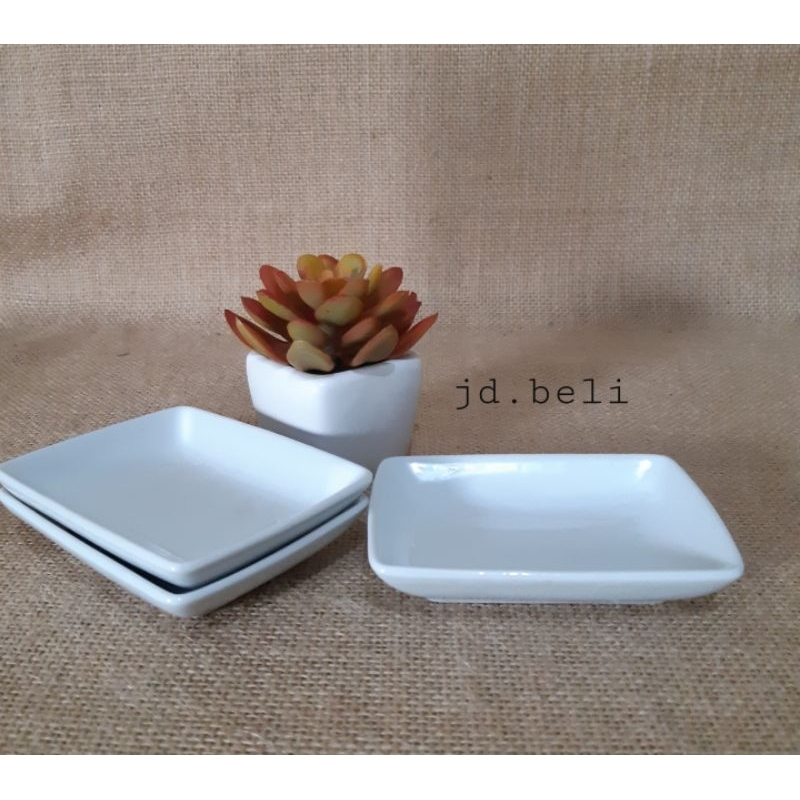 Jual Piring kotak keramik/Piring kecil/Piring sambal/Piring saus saos ...