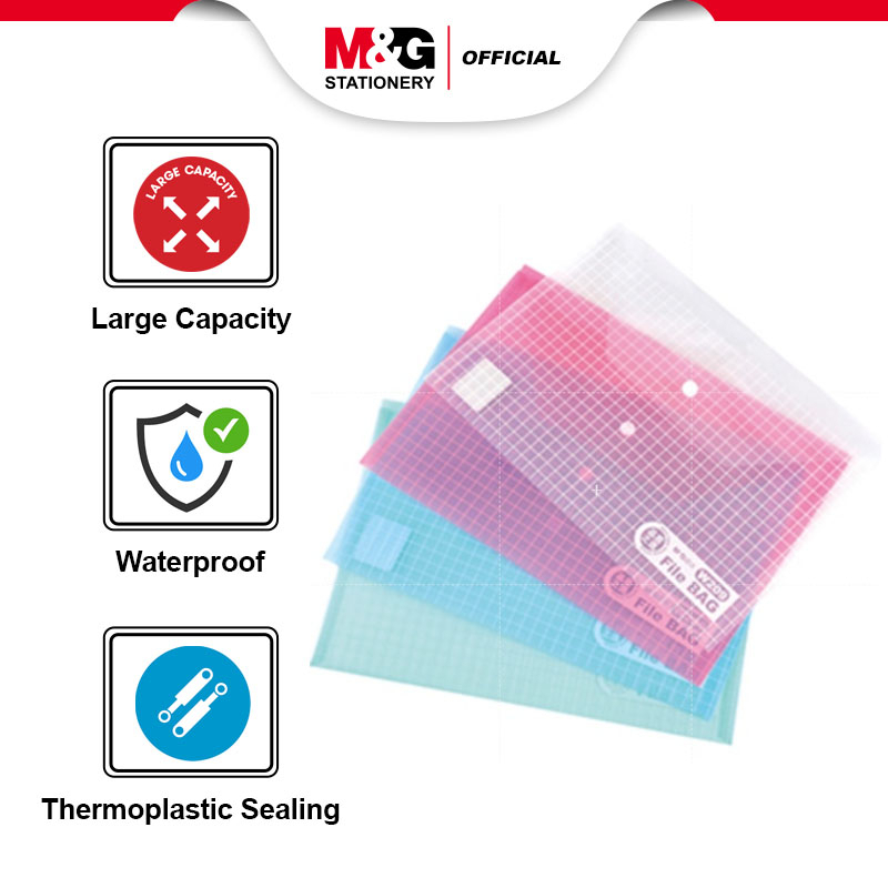 Jual M&G A4 translucent 0.18mm PP Button File Bag 325*227mm tempat file ...