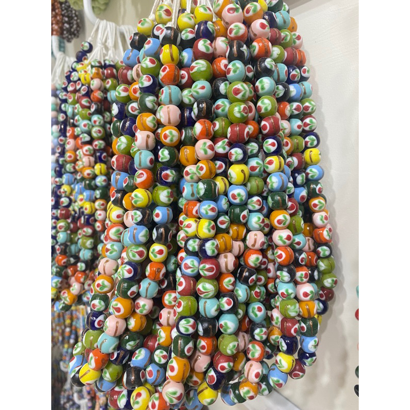 Jual Manik kaca bulat bunga garis airmas/manik kaca jombang/indonesian ...