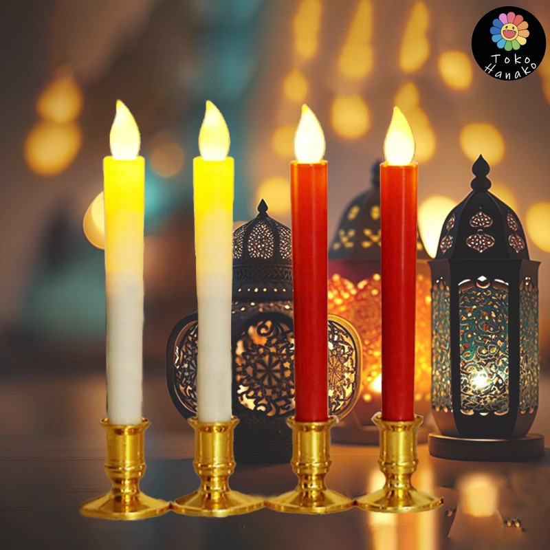 Jual 1 Pasang（2pcs+2base)Lilin LED Elektronik/Lampu Elektrik Lilin/LED ...