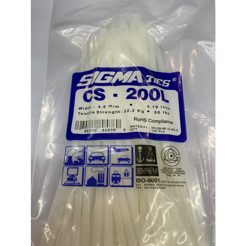 Jual Sigma/Cable ties 20 x 4.8 putih/cable tie/pengikat kabel /ties ...