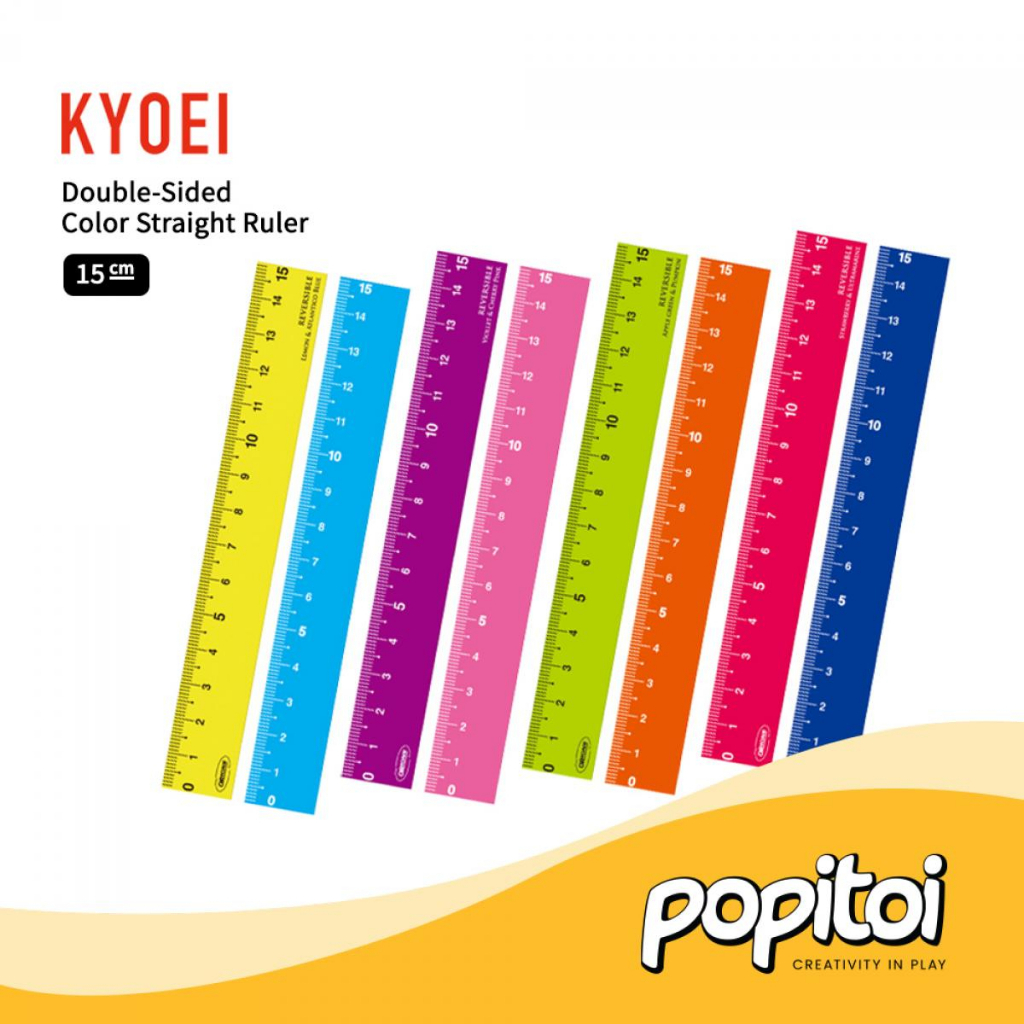 Jual Kyoei Double-Sided Color Straight Ruler Penggaris Sekolah Warna ...