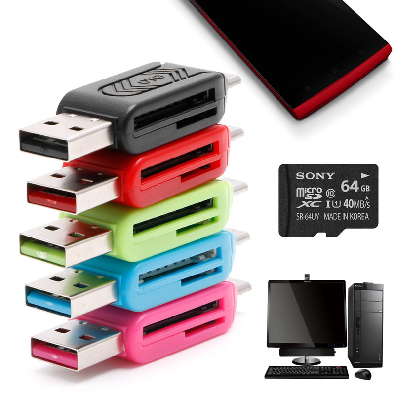 Jual 4 in 1 Card Reader OTG Micro USB SD TF Card Reader OTG COD ...