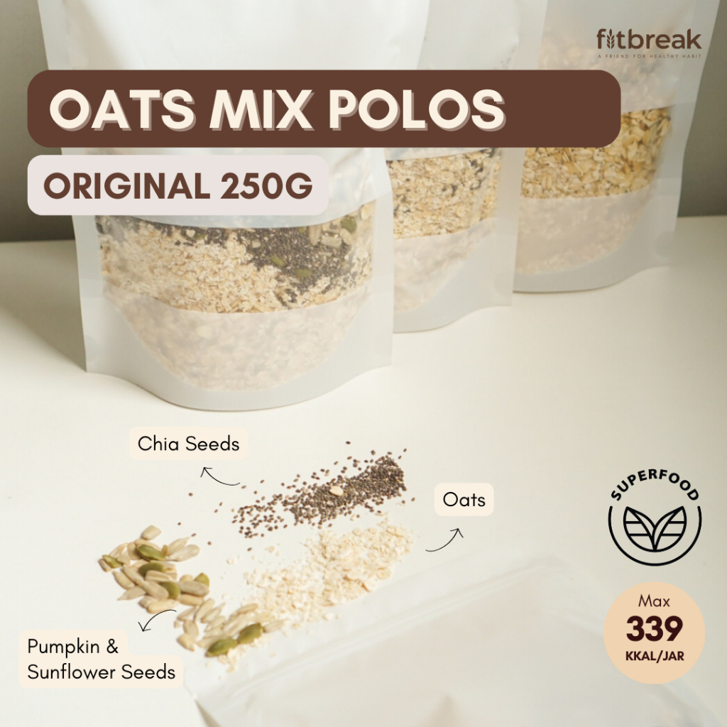Jual Fitbreak Oats Mix Polos Original 250 G | Shopee Indonesia