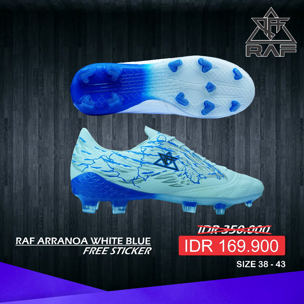 Jual SEPATU BOLA RAF ORIGINAL ARRANOA White BLUE | Shopee Indonesia