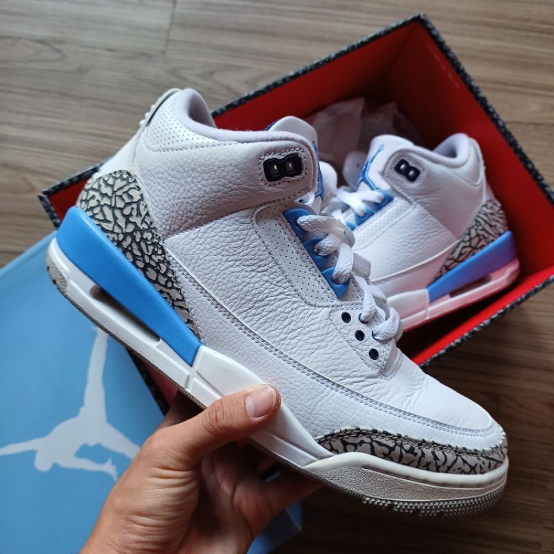 Jual Air Jordan 3 Retro UNC (2020) || university blue white | Shopee ...