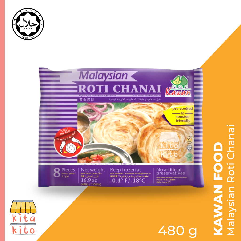 Jual Roti Chanai Malaysia | Roti Cane Frozen Kawan Food 480 gram ...