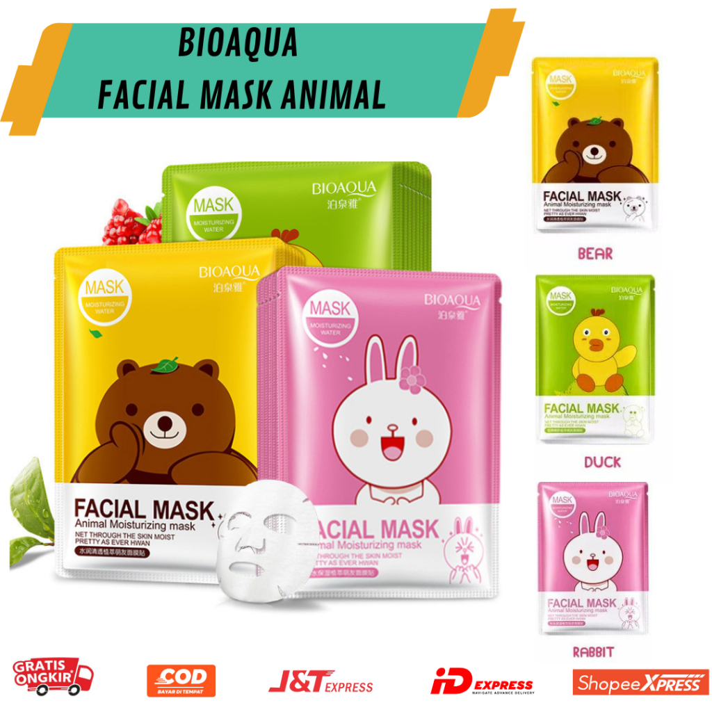 Jual Bioaqua Sheet Mask Korean/ Masker Wajah Bioaqua Animal Moisturizing Mask Line Masker Icon ...