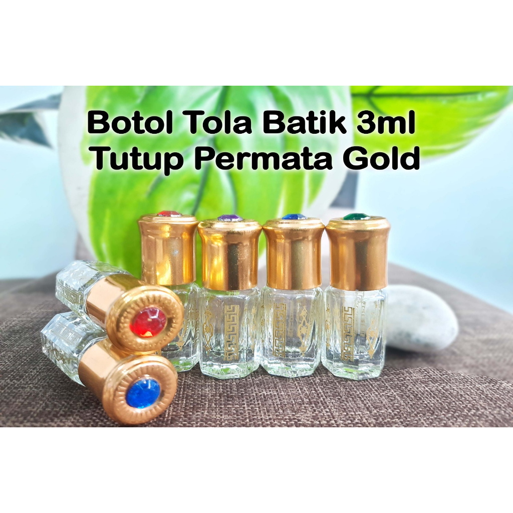 Jual Botol parfum tola batik 3ml tutup permata gold/Bottle parfume ...